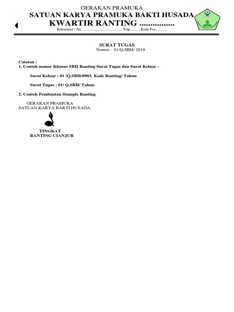 Contoh Kop dan Nomor Surat Pramuka | PDF | Teknologi & Rekayasa