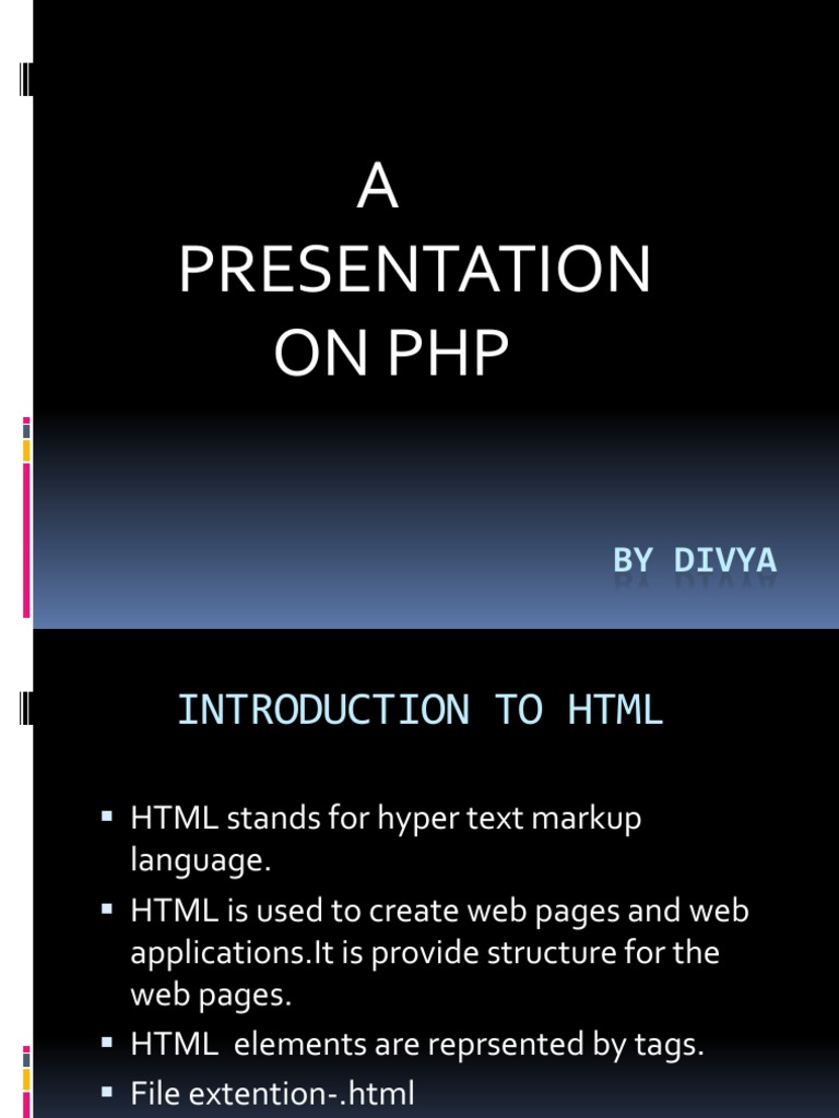 PHP Presentation | PDF | Html Element | Html