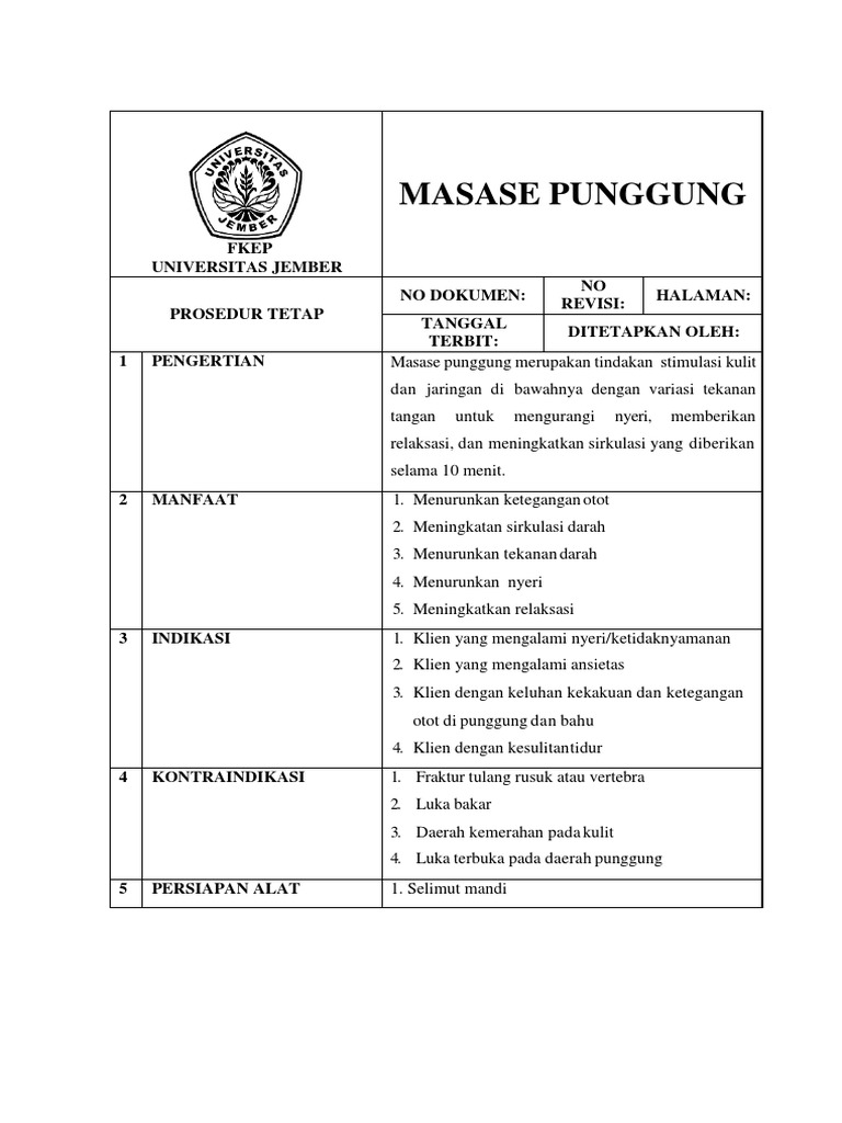 Sop Back Massage | PDF