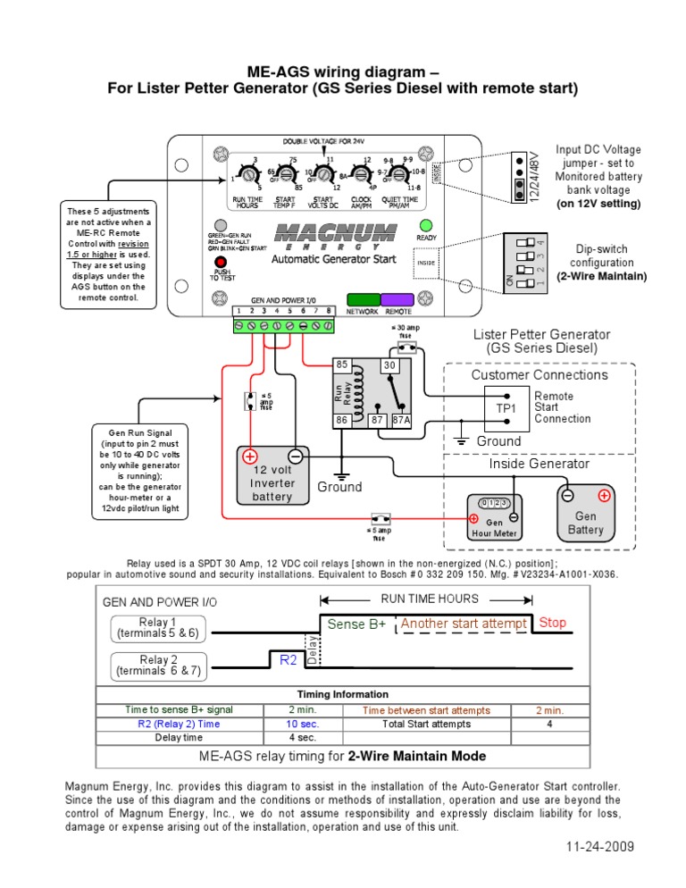 ME-AGS (Lister Petter GS Series Diesel With Remote Start) Rev 11-24 ...