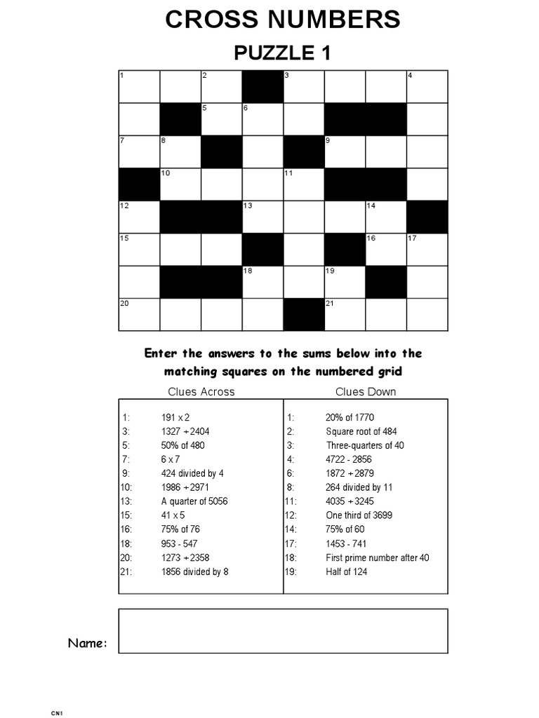 Cross Numbers PDF | PDF | Number Theory | Numbers
