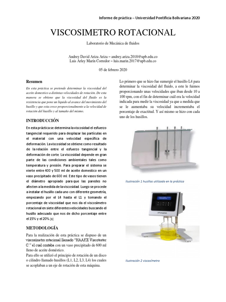 Informe #1 Viscosimetro de Hoppler | PDF | Viscosidad | Fluido