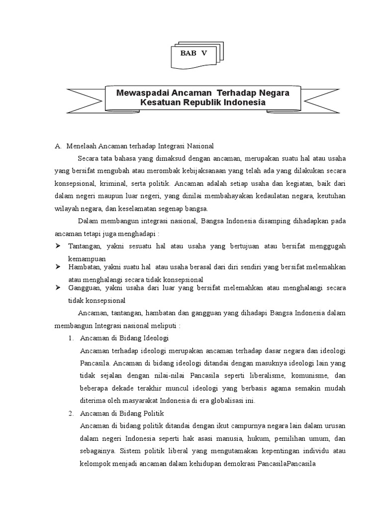 Mpkbp Xi Bab 5 Mewaspadai Ancaman Terhadap Negara Kesatuan Republik