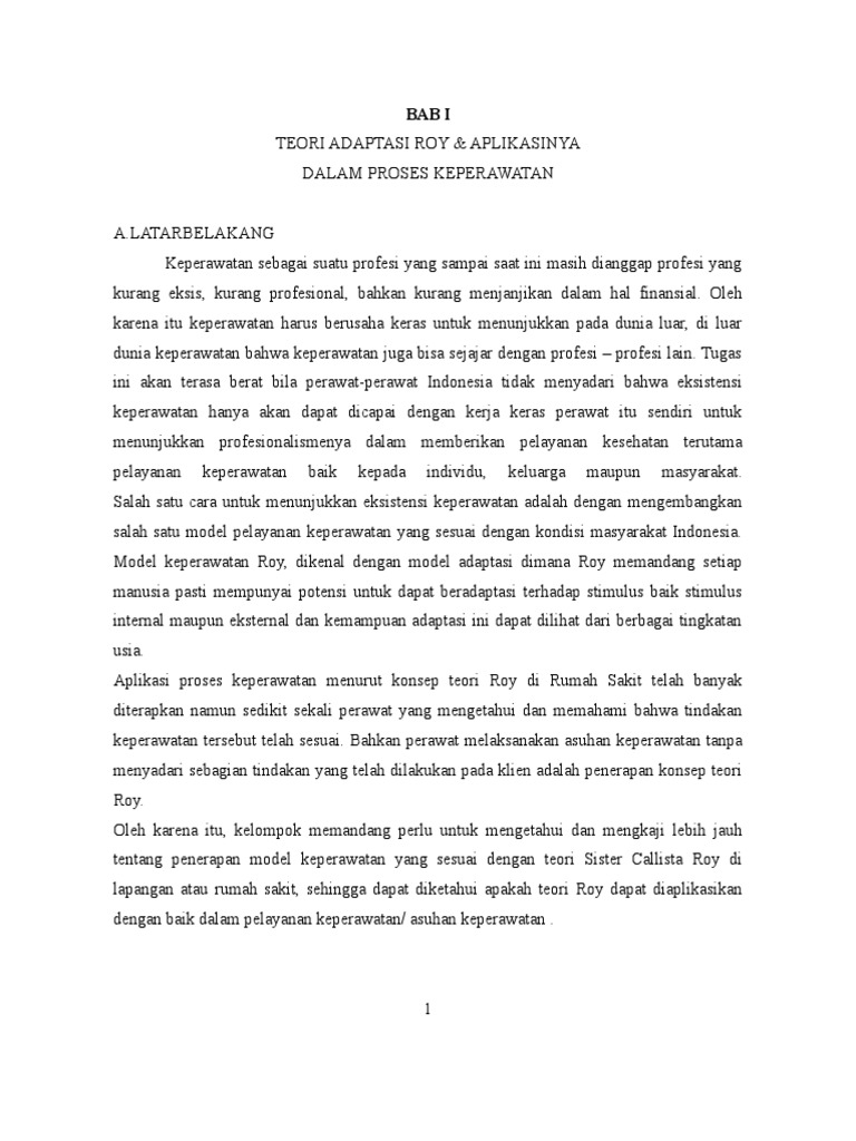 Teori Adaptasi Roy | PDF