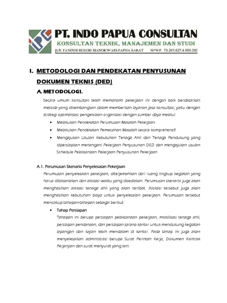 4 Metodologi Dan Pendekatan Penyusunan Dokumen Teknis (Ded) PDF | PDF