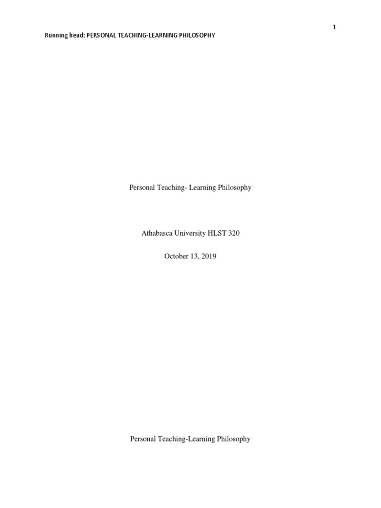 HLST 320 Teaching-Learning Philosophy | PDF | Learning Styles | Learning