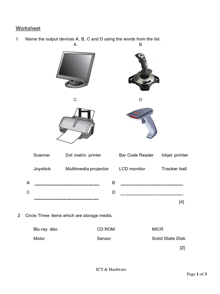 Worksheet | PDF | Computer Hardware | Printer (Computing)