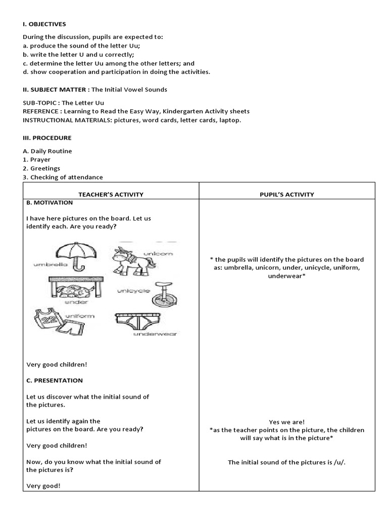 Detailed Lesson Plan in English For Kindergarten | PDF | Education ...