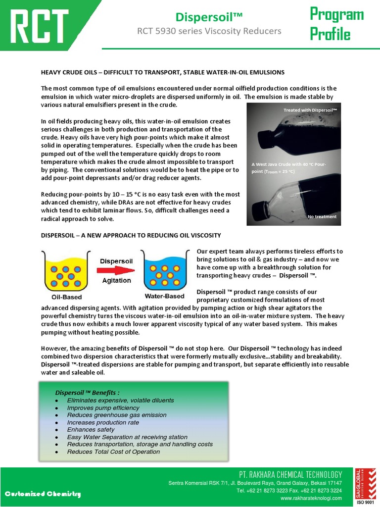 Profile 5930 Series Dispersoil. Viscosity Reducer RSK | PDF | Emulsion ...
