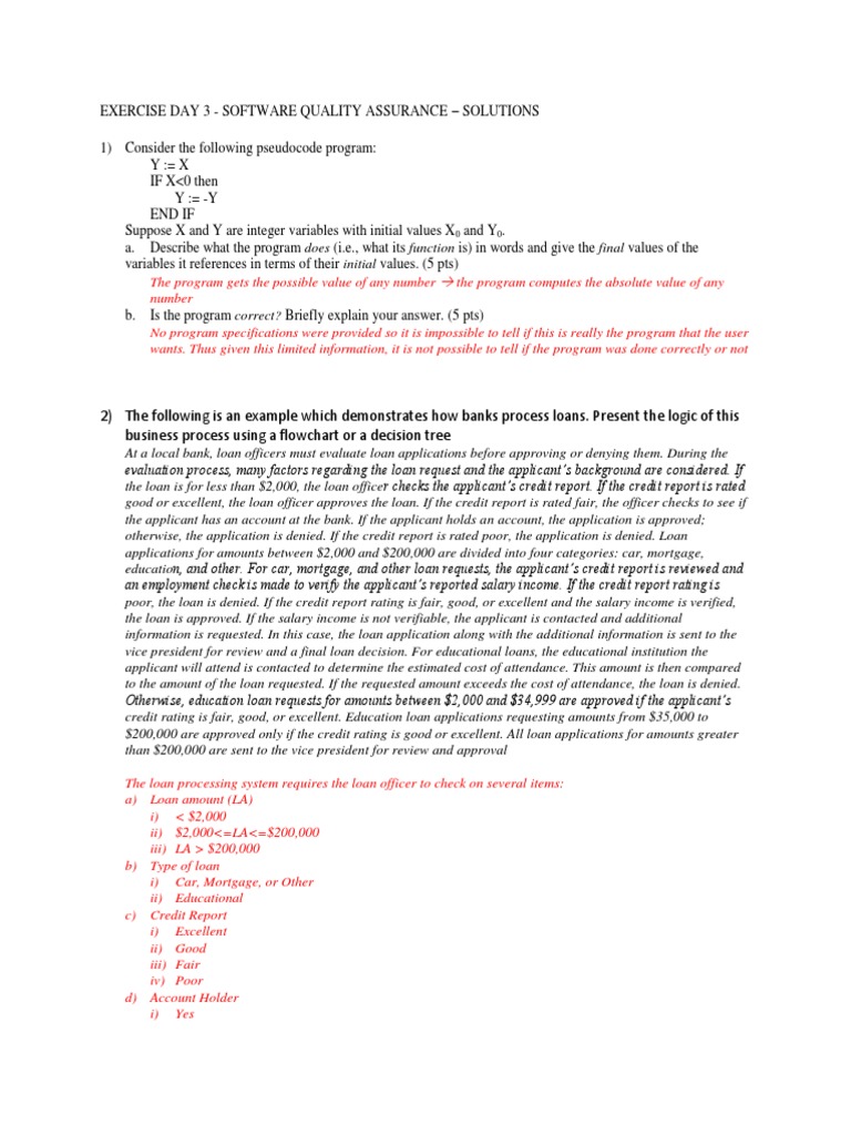 Exercise Day 3 - SQA - Testing - Solutions | Download Free PDF | Credit ...