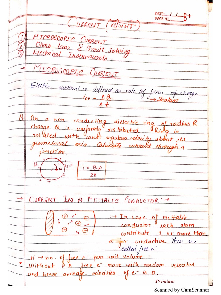 Current Electricity Kota Handwritten Notes PDF | PDF