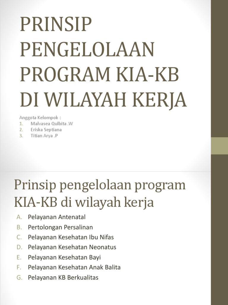 Prinsip Pengelolaan Program Kia-Kb Di Wilayah Kerja | PDF