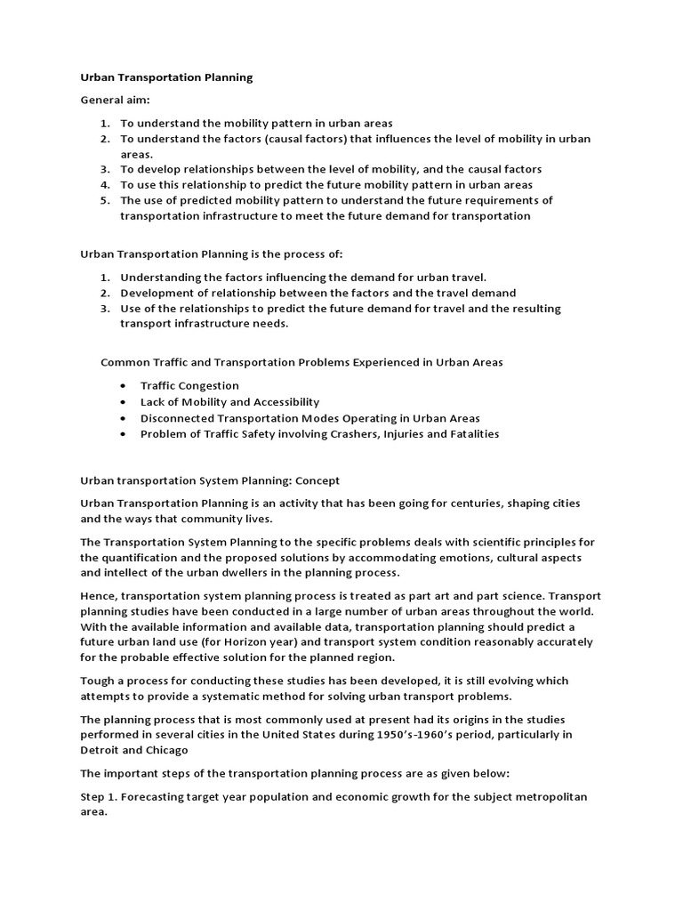 Urban Transportation Planning | PDF | Urban Planning | Transport