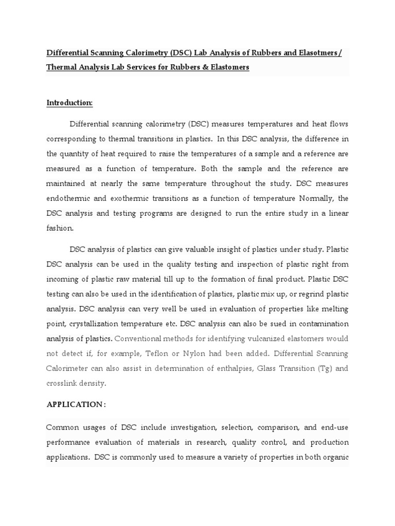 DSC Analysis of Plastics Final | PDF | Differential Scanning ...