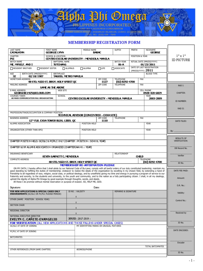 APO ID Form 20172019 (1423) | PDF | Fraternities And Sororities ...