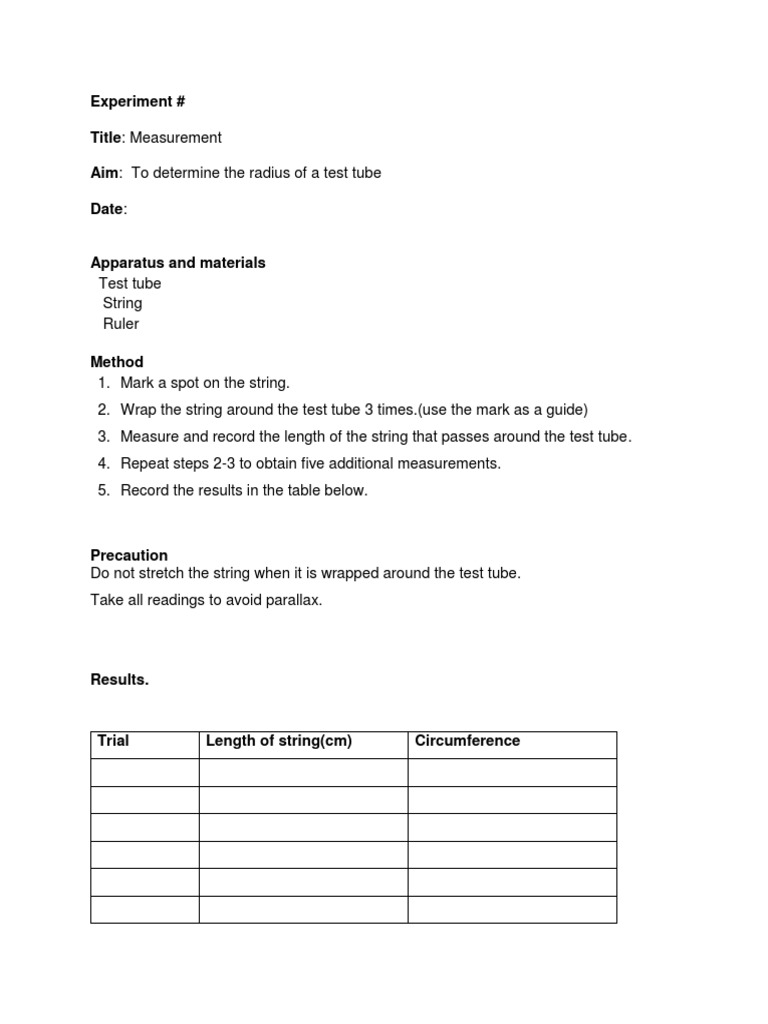 Lab Radius of A Test Tube | PDF