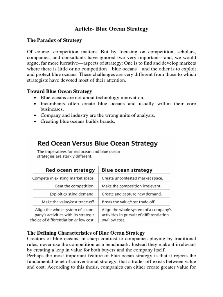 Red Ocean and Blue Ocean Strategy | PDF | Competition | Economies