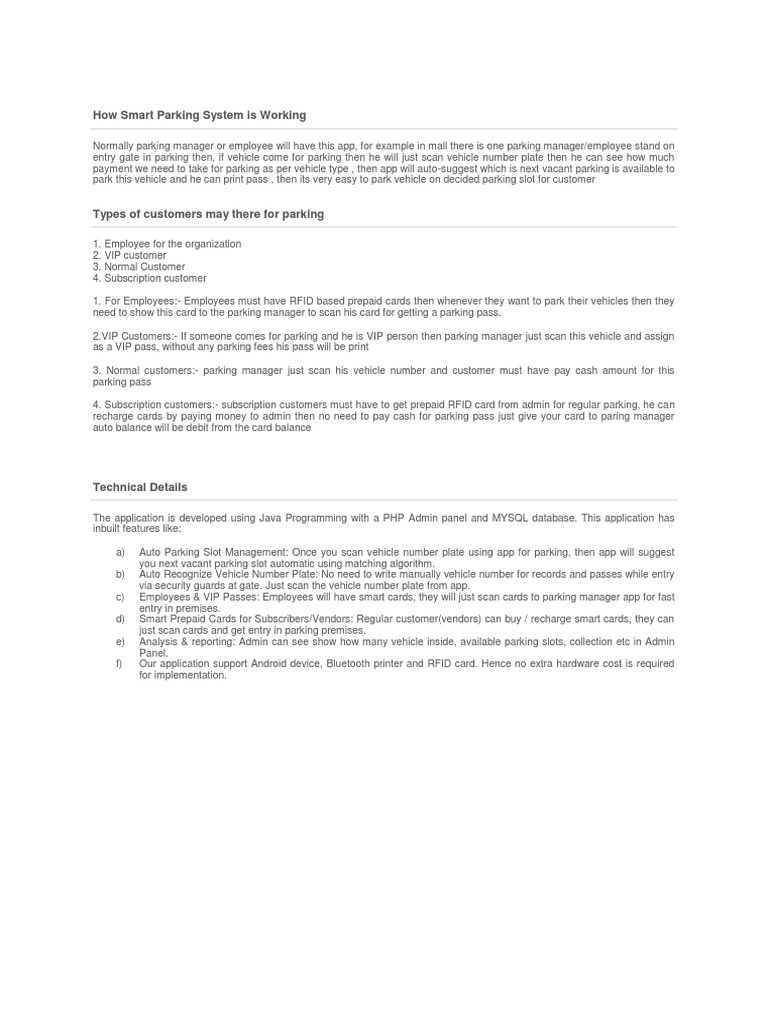 Smart Parking System Proposal | PDF | Subscription Business Model ...