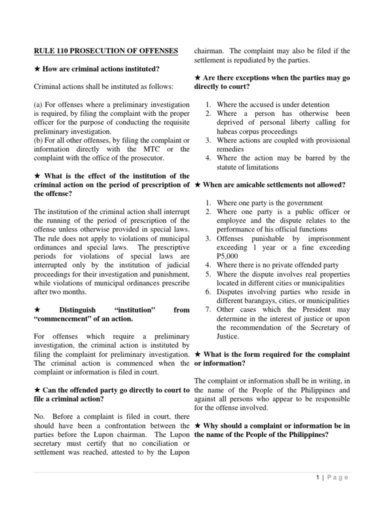 Rule 110: Prosecution of Offenses | PDF | Prosecutor | Crime & Violence