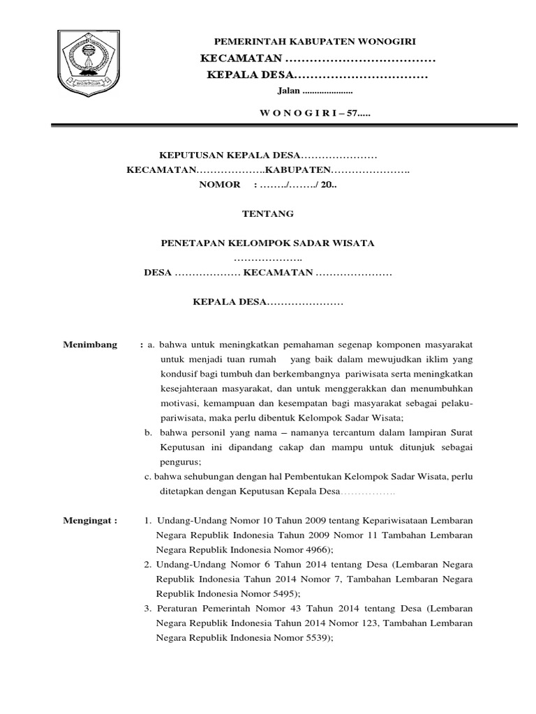 SK Pokdarwis Desa | PDF