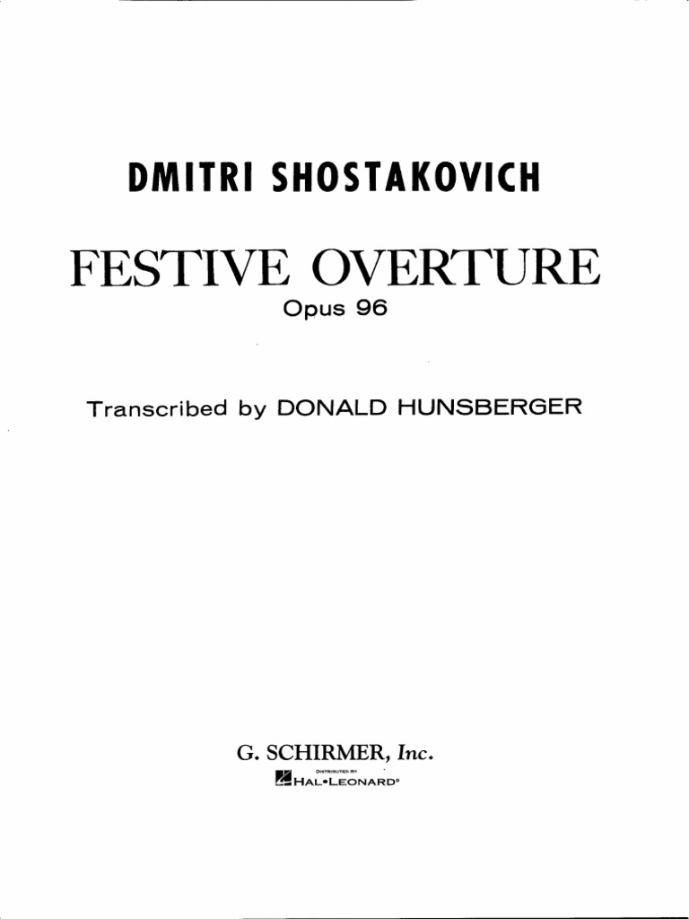 Festive Overture - Arr. Donald Hunsberger PDF | PDF | Woodwind ...