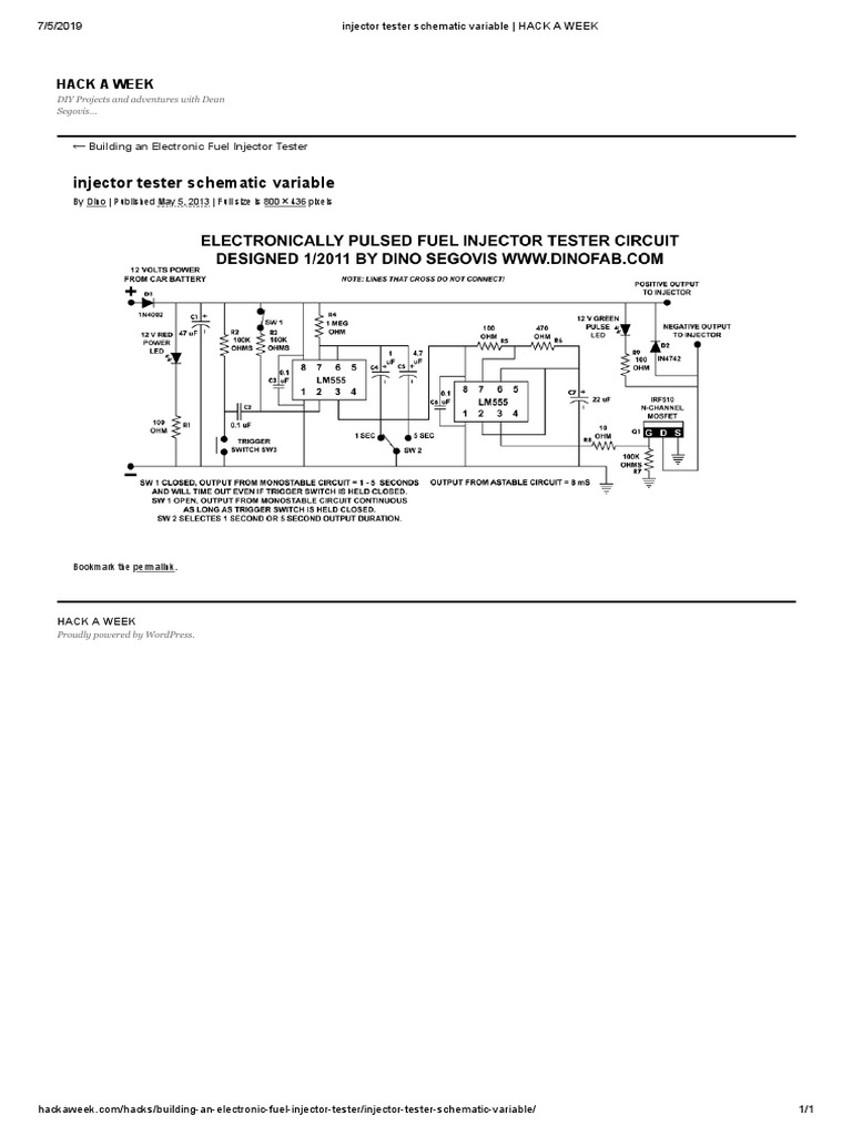 Fuel Injector Tester Schematic Guide | PDF