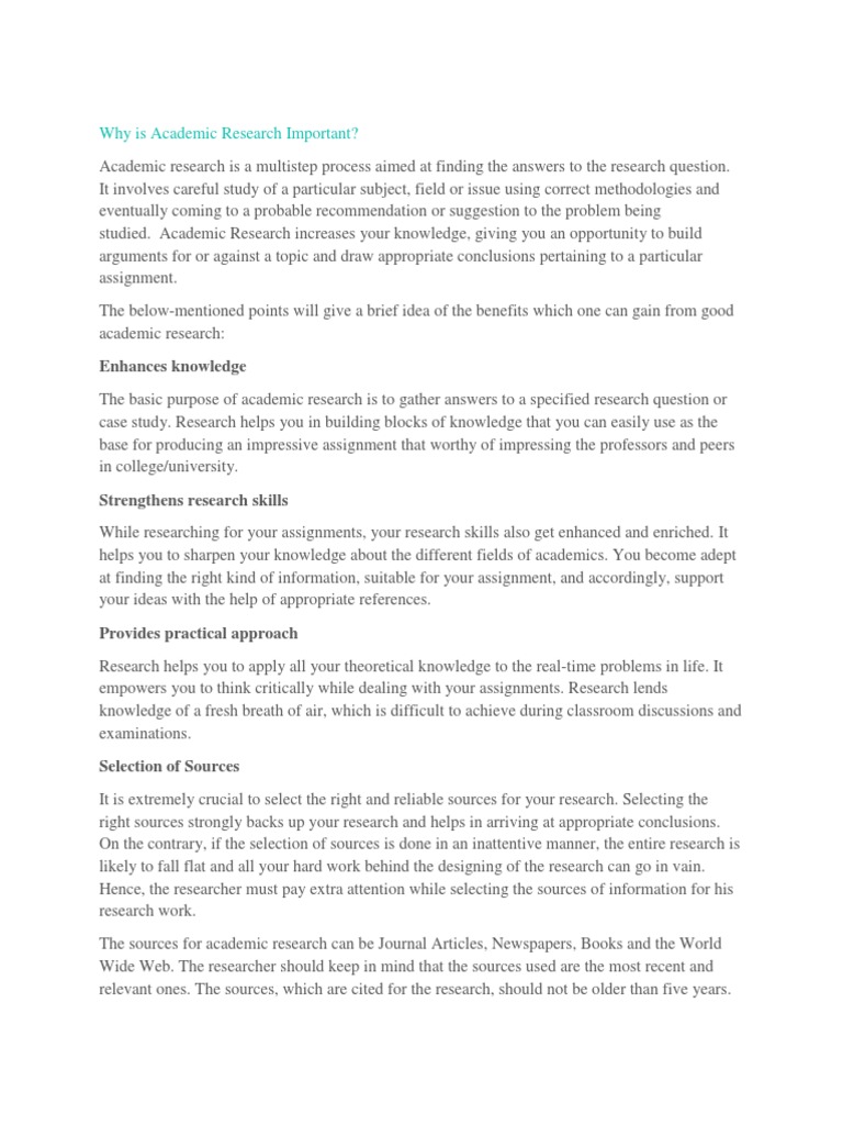 Importance of Academic Research Explained | PDF | Academic Journal ...
