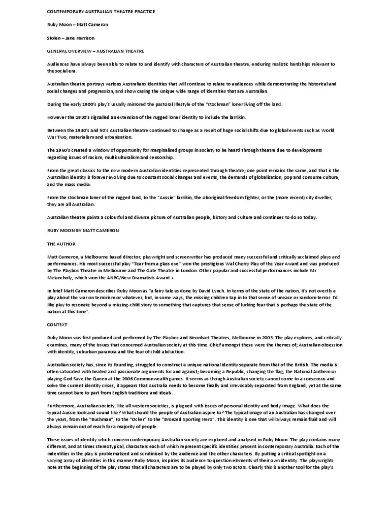 HSC Drama Notes | PDF | Australia