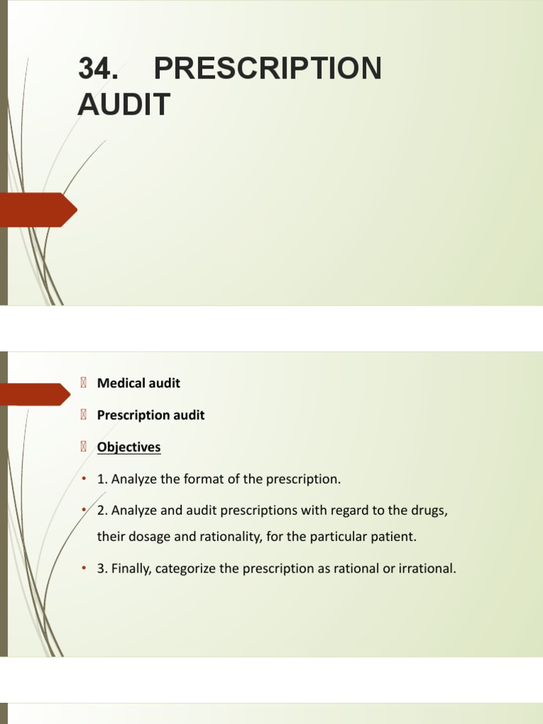 34 Prescription Audit | PDF | Prescription Drugs | Medical Prescription