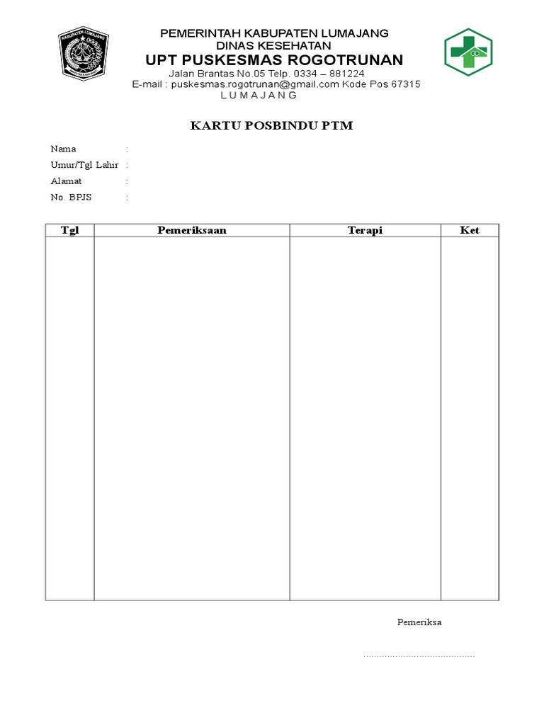 Kartu Posbindu PTM | PDF