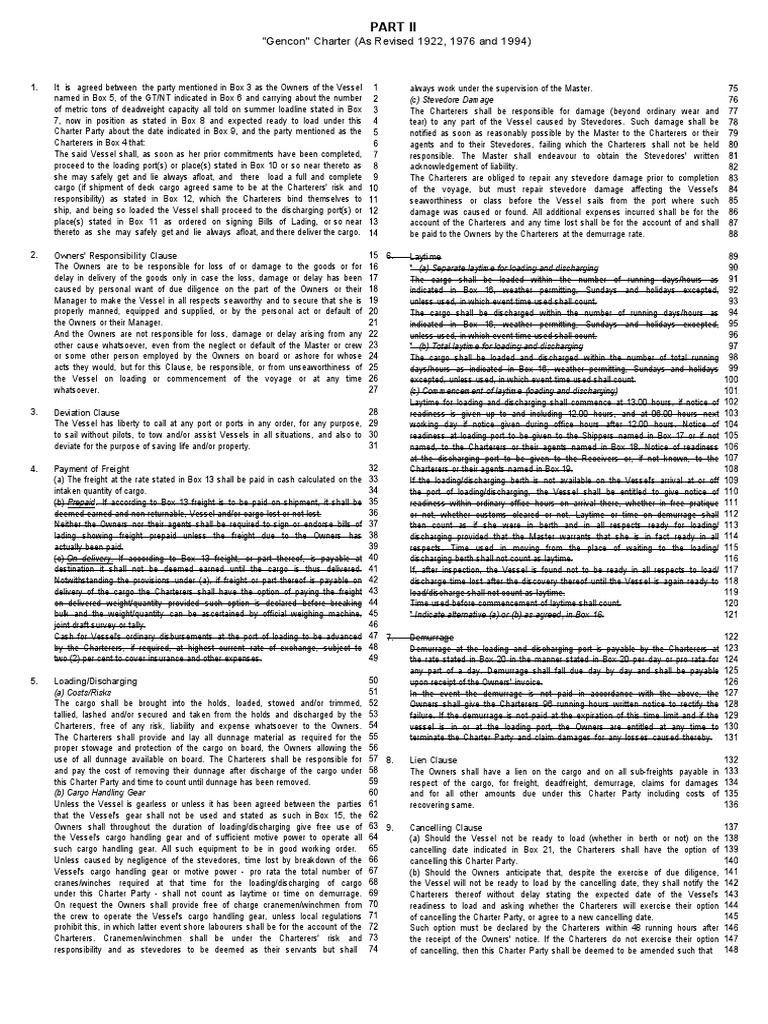 Gencon Part II | PDF | Cargo | Arbitration