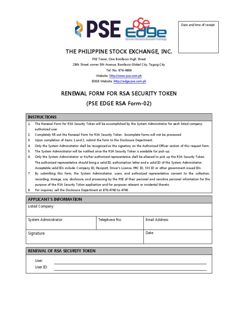RSA Security Token Renewal Form | PDF | Identity Document | Computer ...