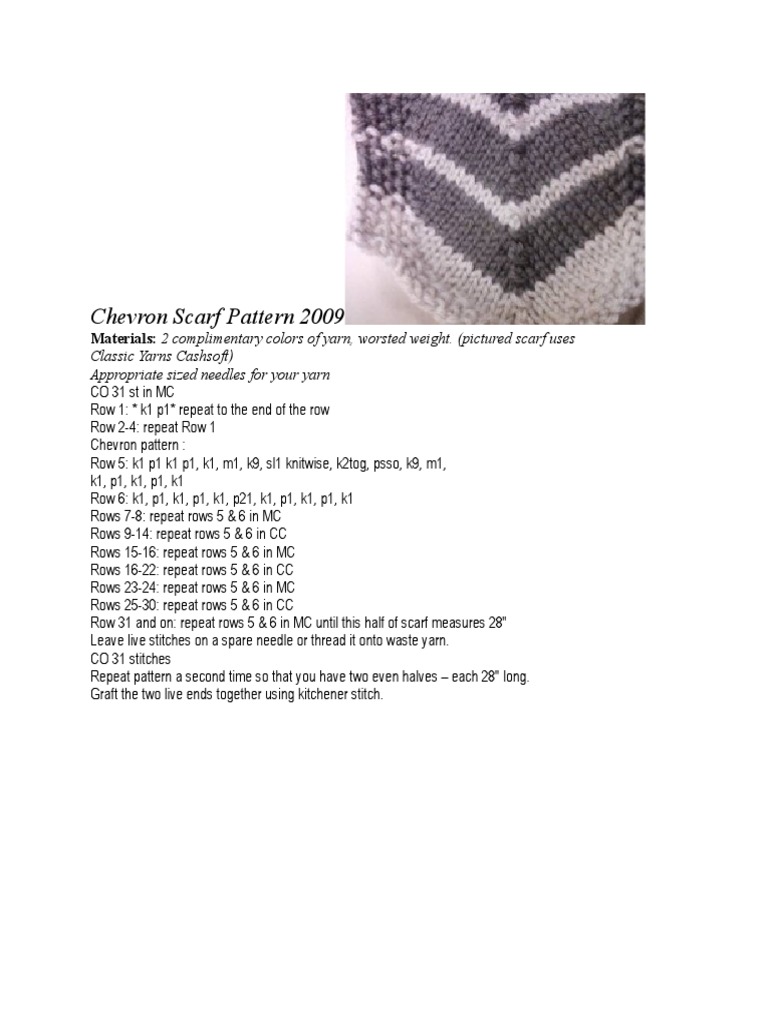 Chevron Scarf Knitting Instructions | PDF | Home & Garden