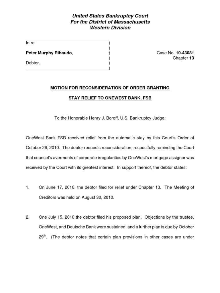 Motion Re MERS Assignment No Signing Authority | PDF | Bankruptcy | Promissory Note