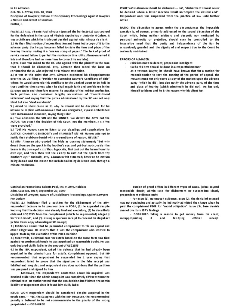Lawyer Disciplinary Actions | PDF | Disbarment | Complaint