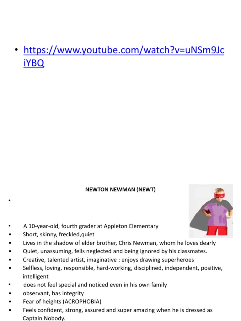 Characters in Captain Nobody | PDF | Wellness | General Fiction