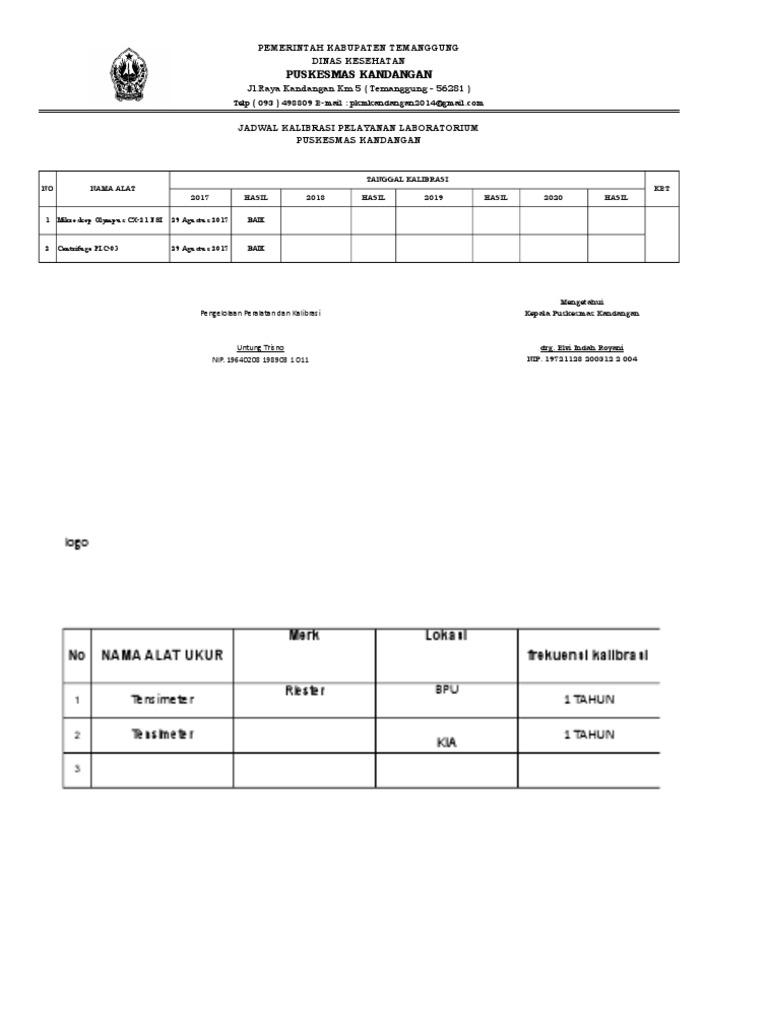 Jadwal Kalibrasi Alat Lab | PDF