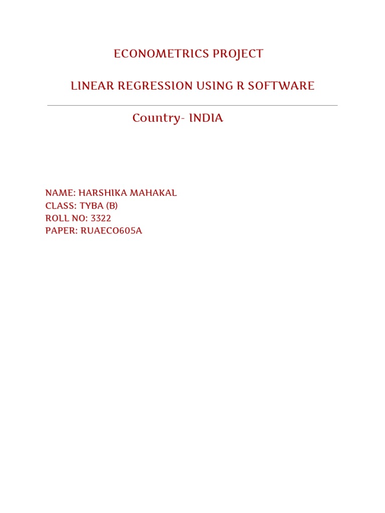 Econometrics Project Pdf Pdf Coefficient Of Determination