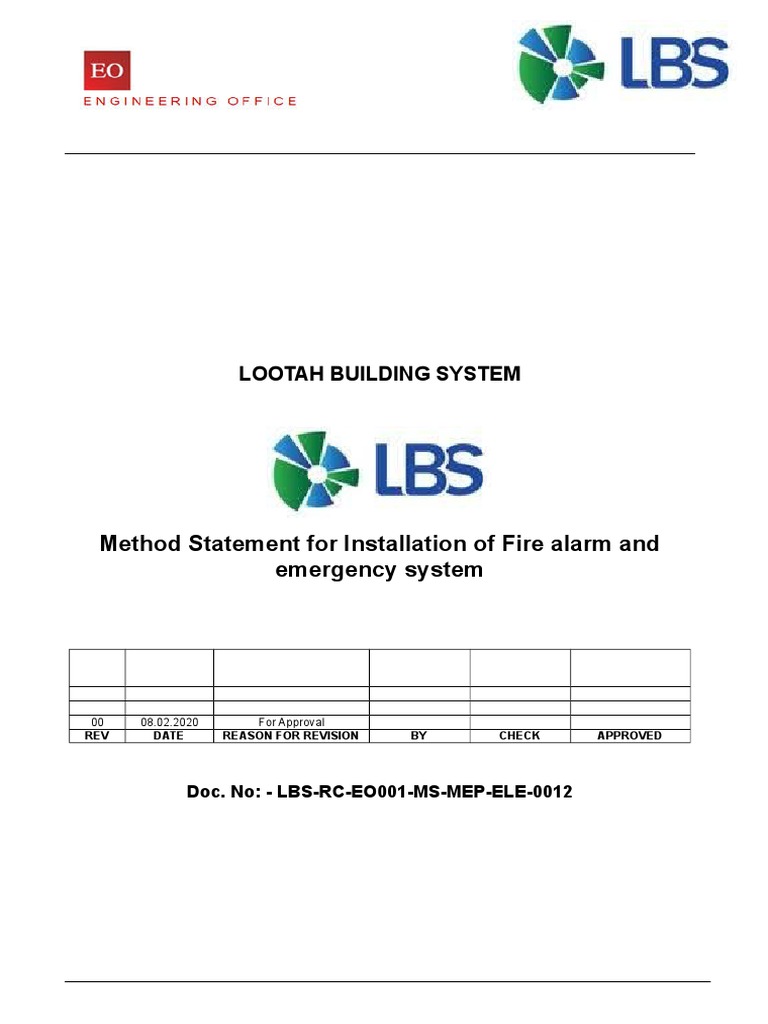 Method Statement For Fire Alarm and Emergency System Installation | PDF ...