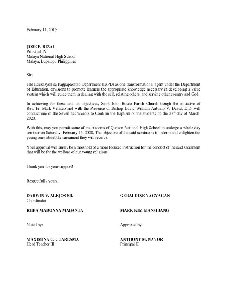 Confimation Letter | PDF | Confirmation | Sacraments