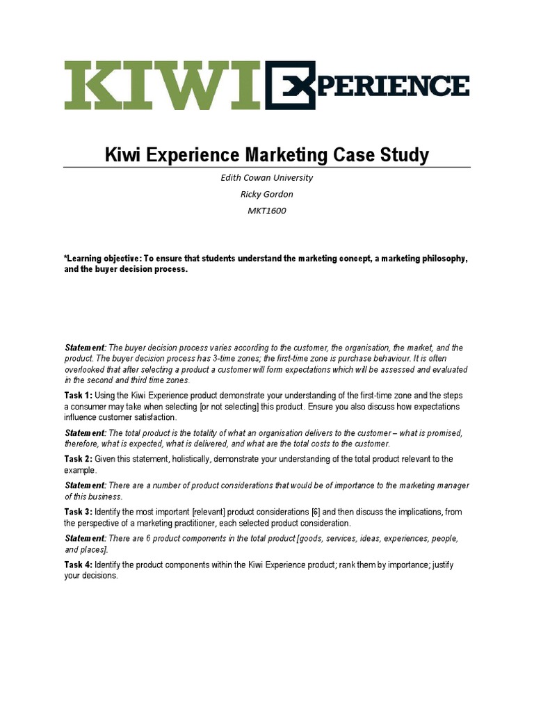 Kiwi Experience Marketing Case Study | PDF | Marketing | Brand