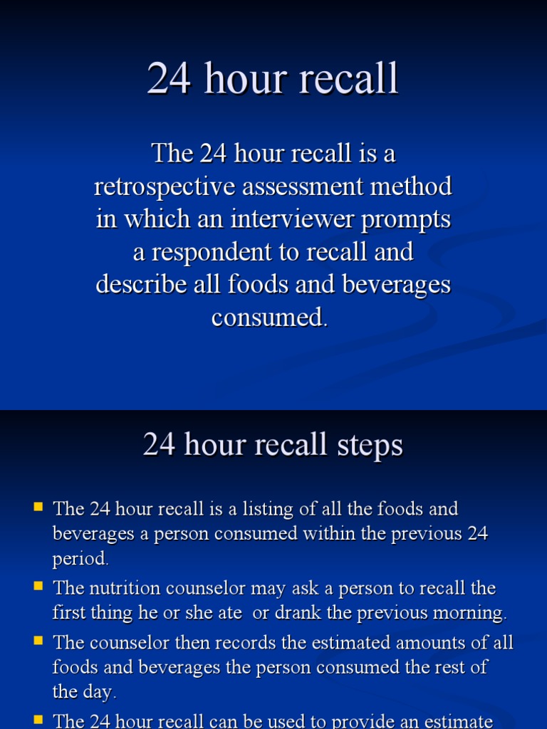 24 Hour Recall | PDF
