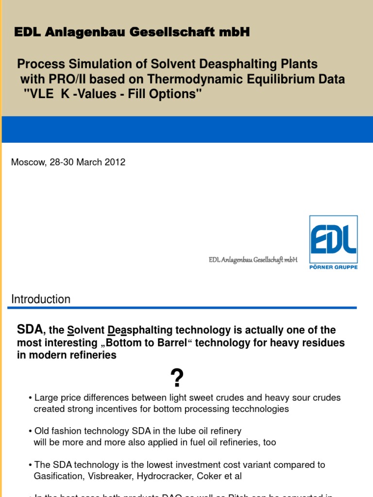 Process Simulation of Solvent Deasphalting Plants With PROII PDF | PDF ...