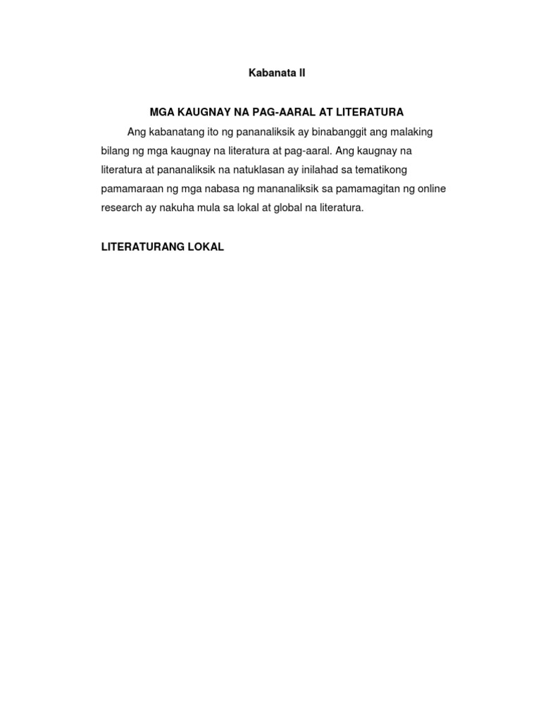 Kabanata 1 Pananaliksik