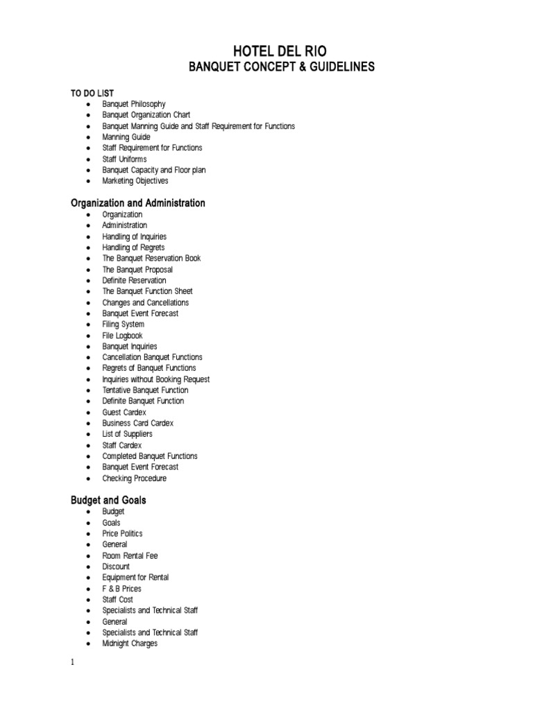 Banquet Concept Guidelines PDF Waiting Staff Menu