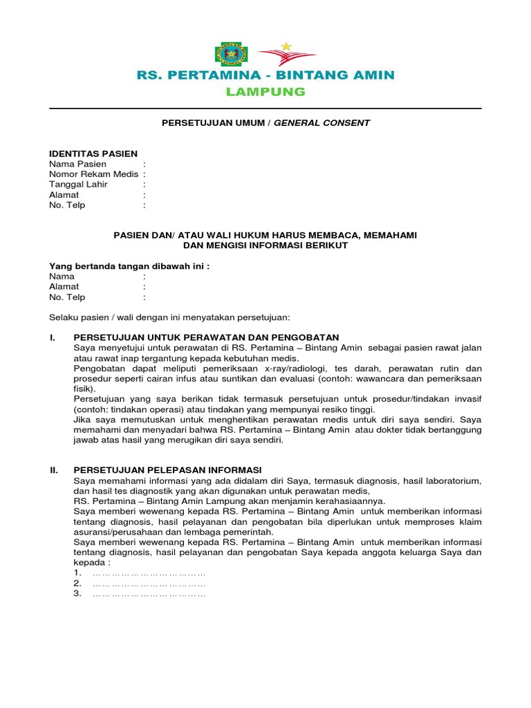 Formulir Persetujuan Umum | PDF