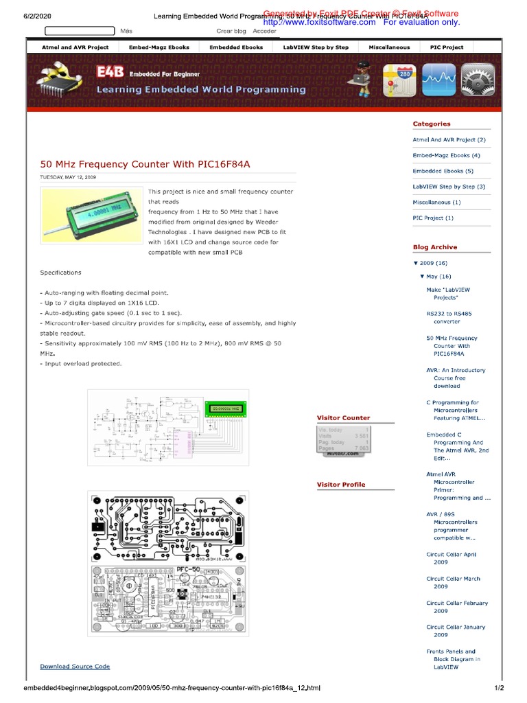 50 MHZ Frequency Counter With PIC16F84A | PDF