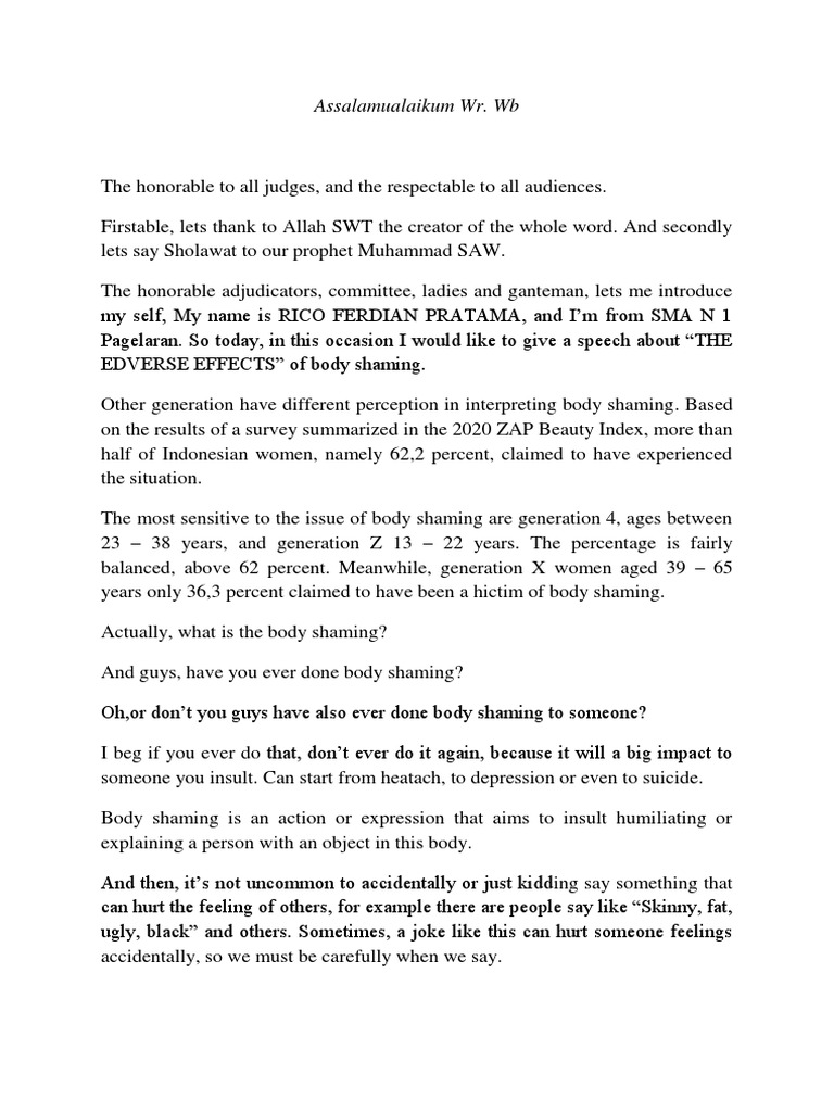 Body Shaming | PDF | Shame | Body Image