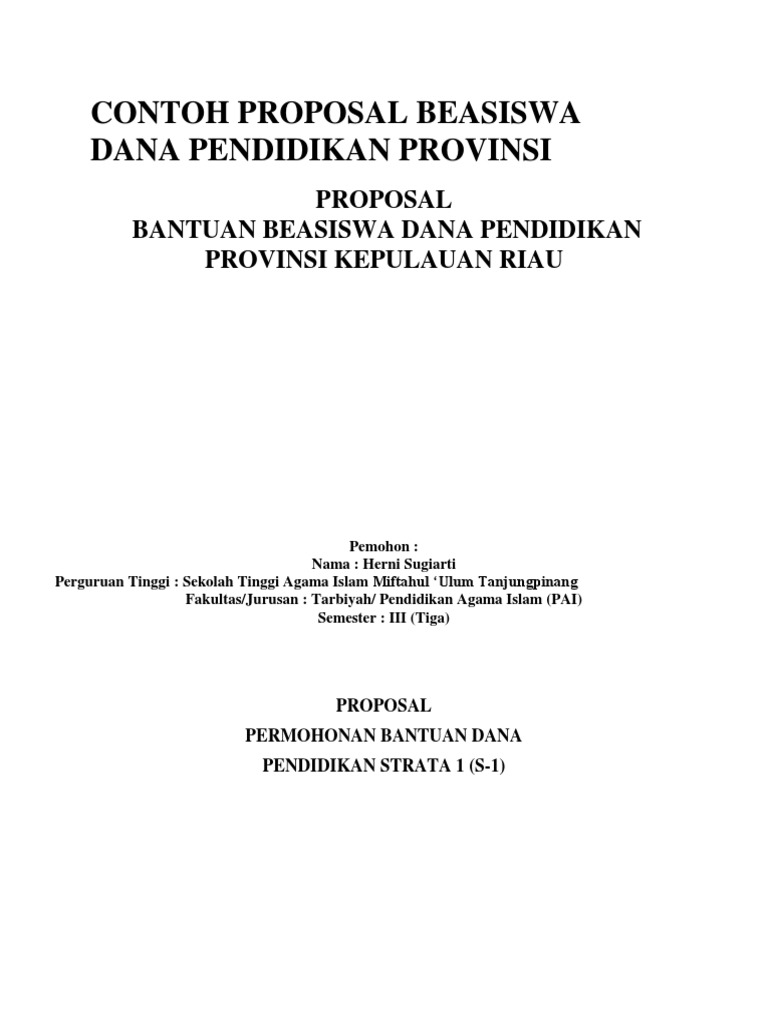 Proposal Beasiswa Mahasiswa PAI | PDF