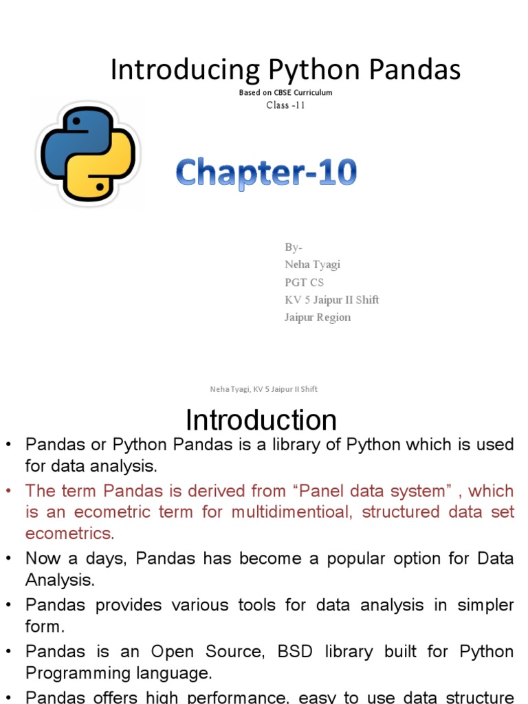 Chapter 10 Eng Introducing Python Pandas | Download Free PDF | Matrix (Mathematics) | C ...